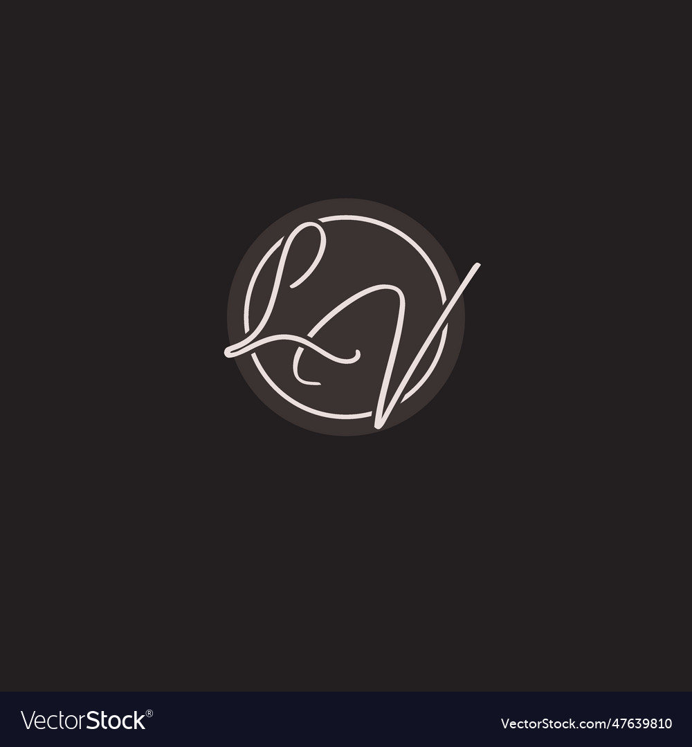 Initials lv logo monogram with simple circle line Vector Image