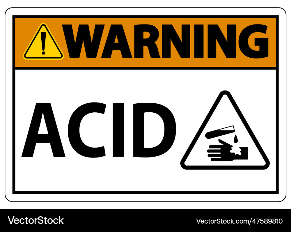 Label acid warning sign on white background Vector Image
