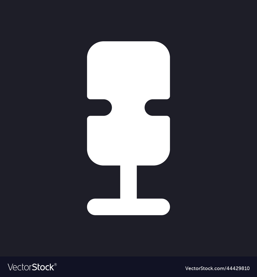 Microphone dark mode glyph ui icon Royalty Free Vector Image
