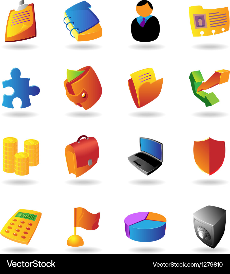Realistic icons set for business Royalty Free Vector Image