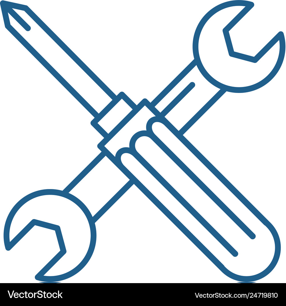 Screwdriver and wrench line icon concept Vector Image