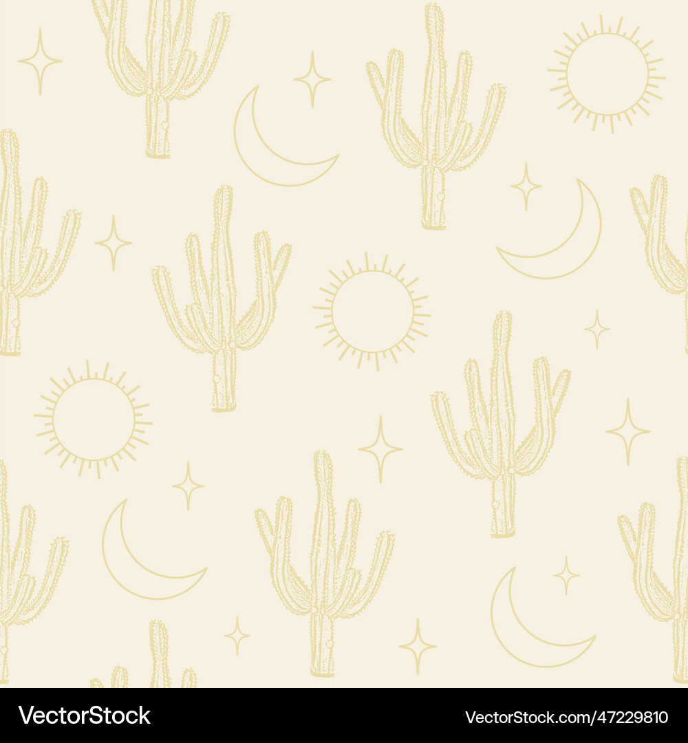 Seamless pattern summer cactus on desert Vector Image