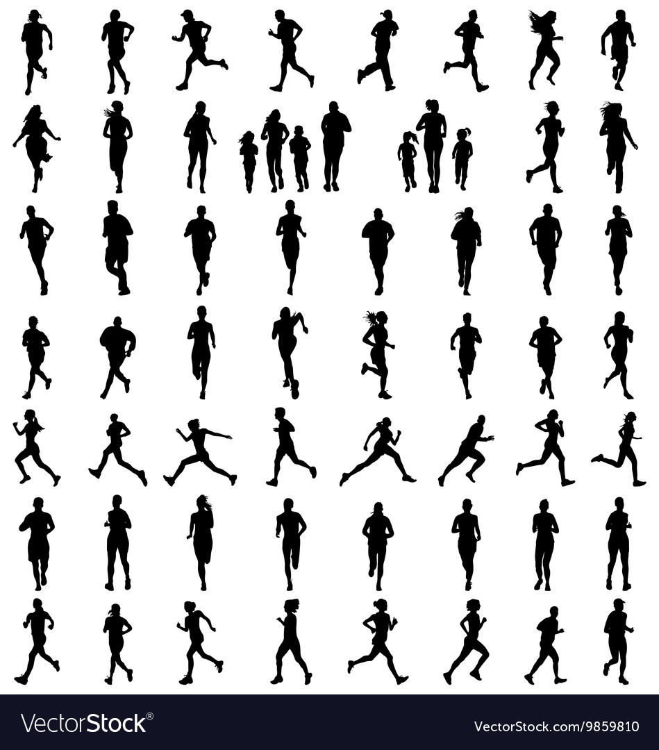Silhouettes running Royalty Free Vector Image - VectorStock