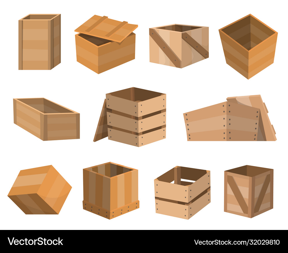 Wooden drawers boxs package empty drawers Vector Image