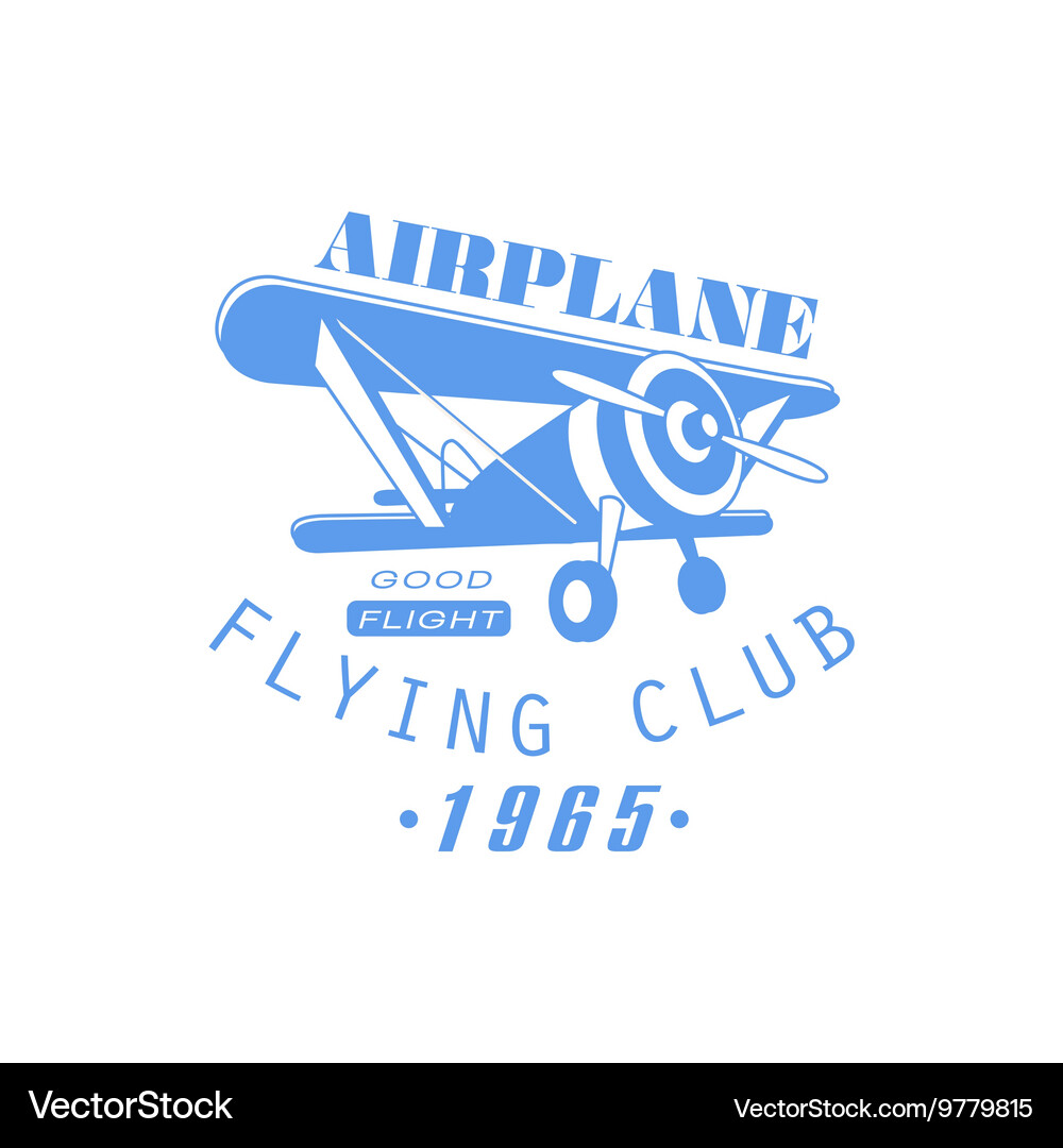 Airplane club emblem design Royalty Free Vector Image