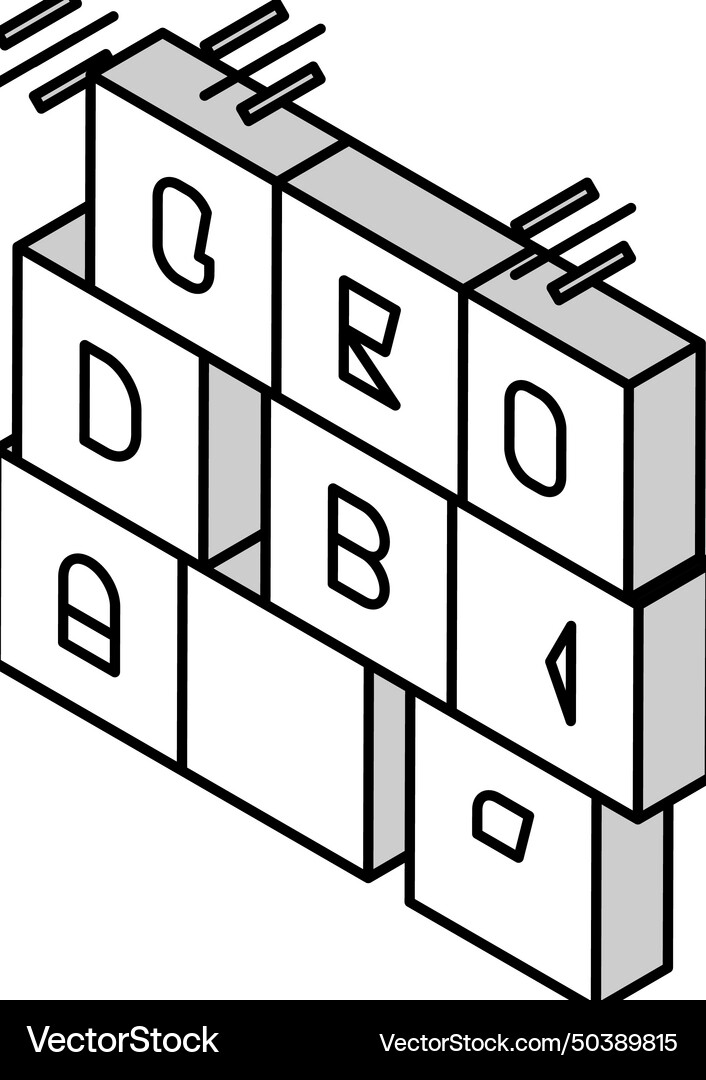 Alphabet cubes kindergarten isometric icon Vector Image