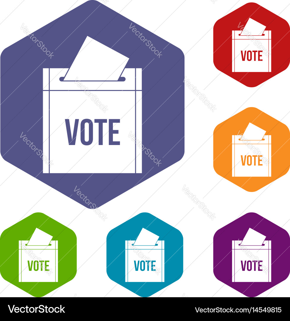 Ballot box icons set hexagon Royalty Free Vector Image