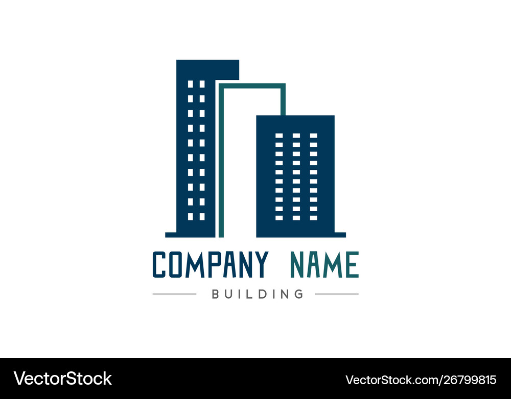 Blue modern building logo on white background Vector Image