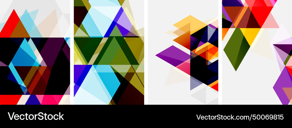 Colorful bright triangles with various colors and Vector Image