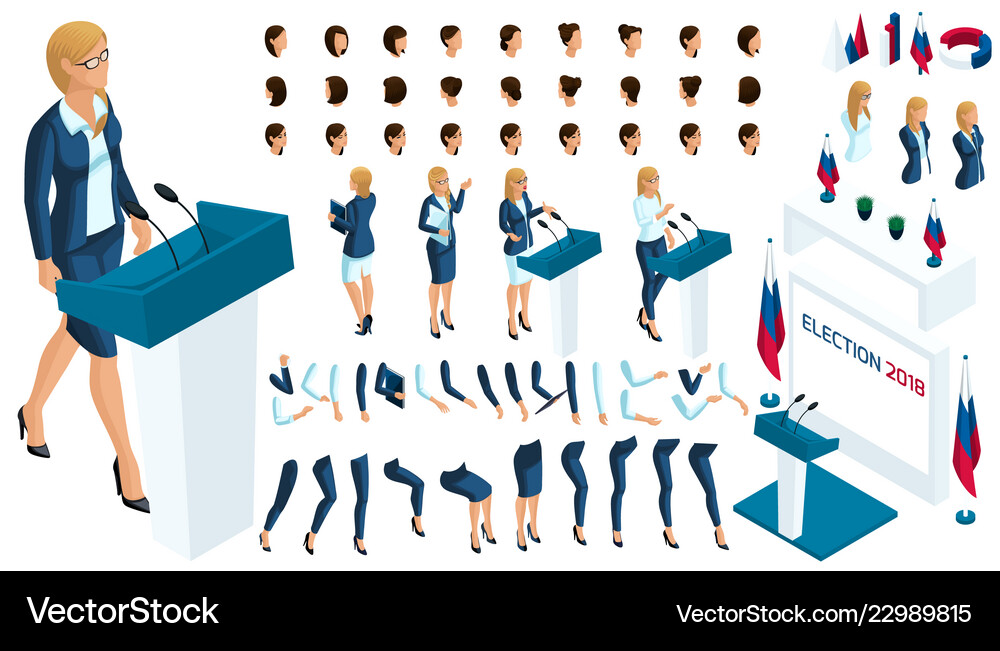 Create your isometric character 3d woman Vector Image