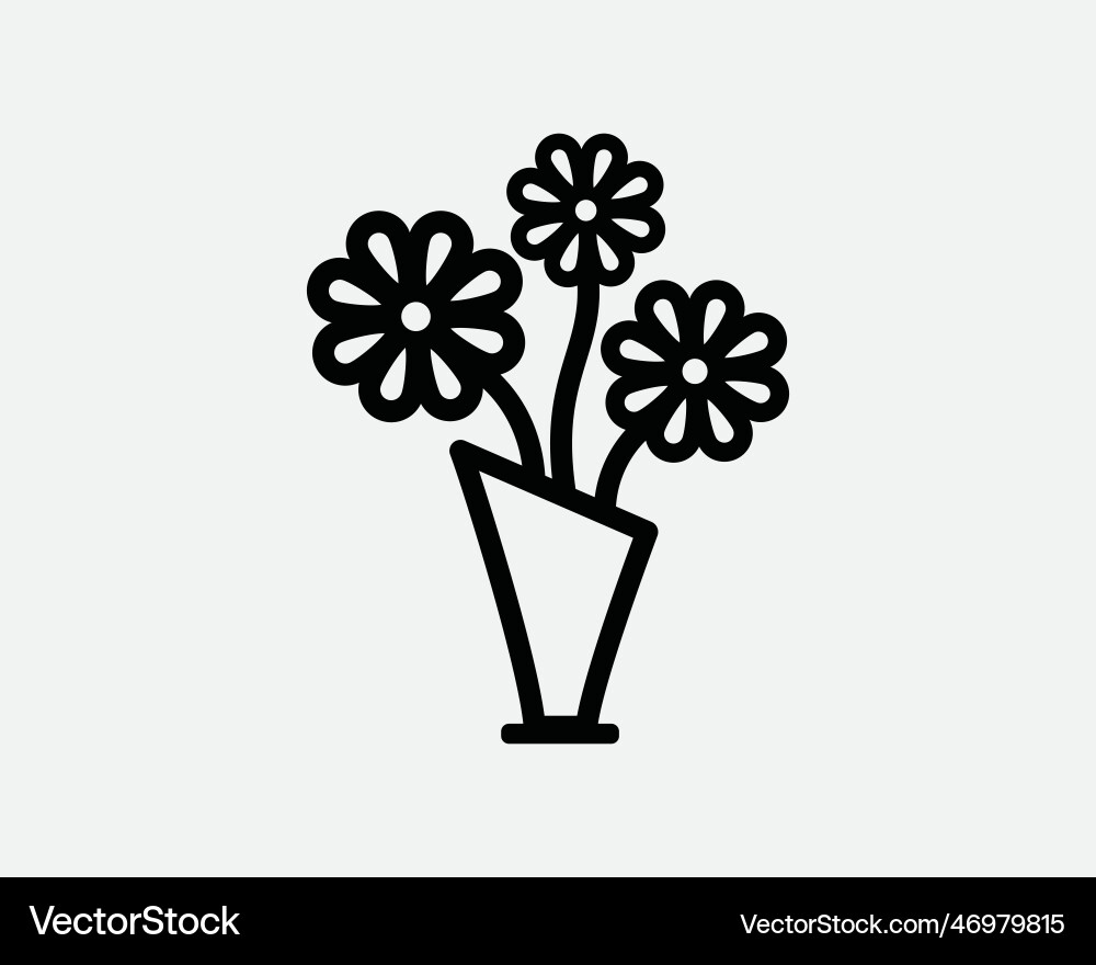 Flower vase line icon Royalty Free Vector Image