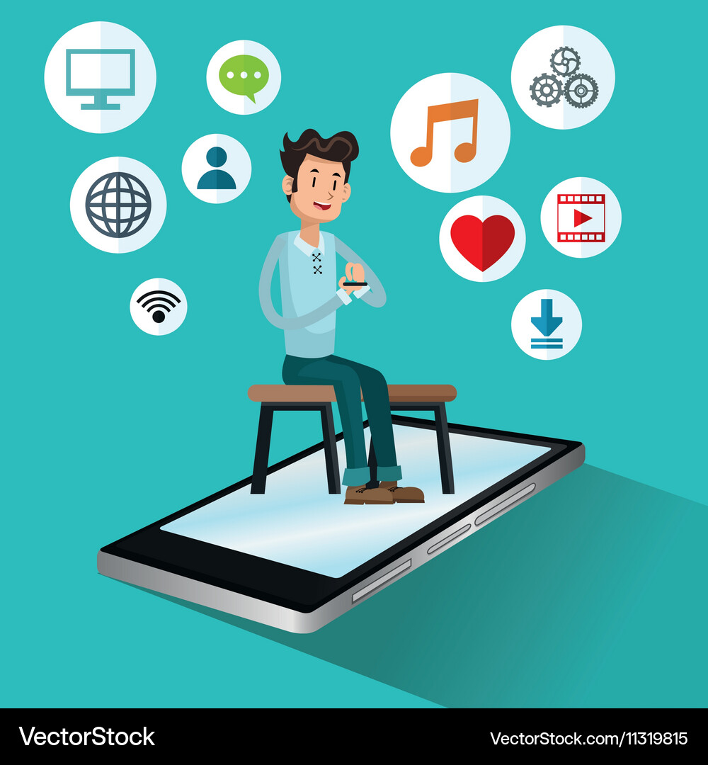 Mobile people cartoon design Royalty Free Vector Image