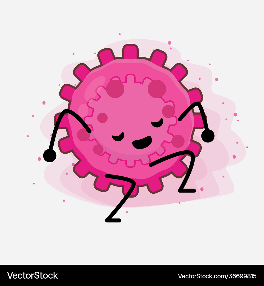 Pink virus cute character with simple face hands Vector Image
