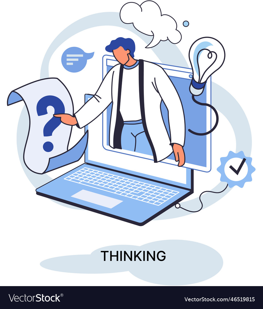 Problem solving concept man wondering or thinking Vector Image