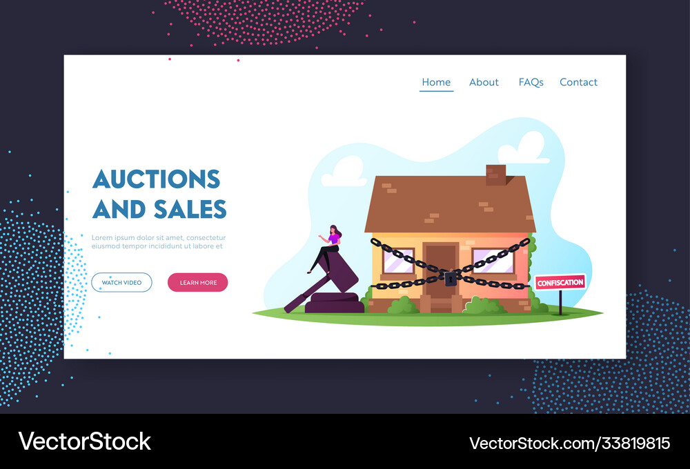 Property confiscation landing page template Vector Image