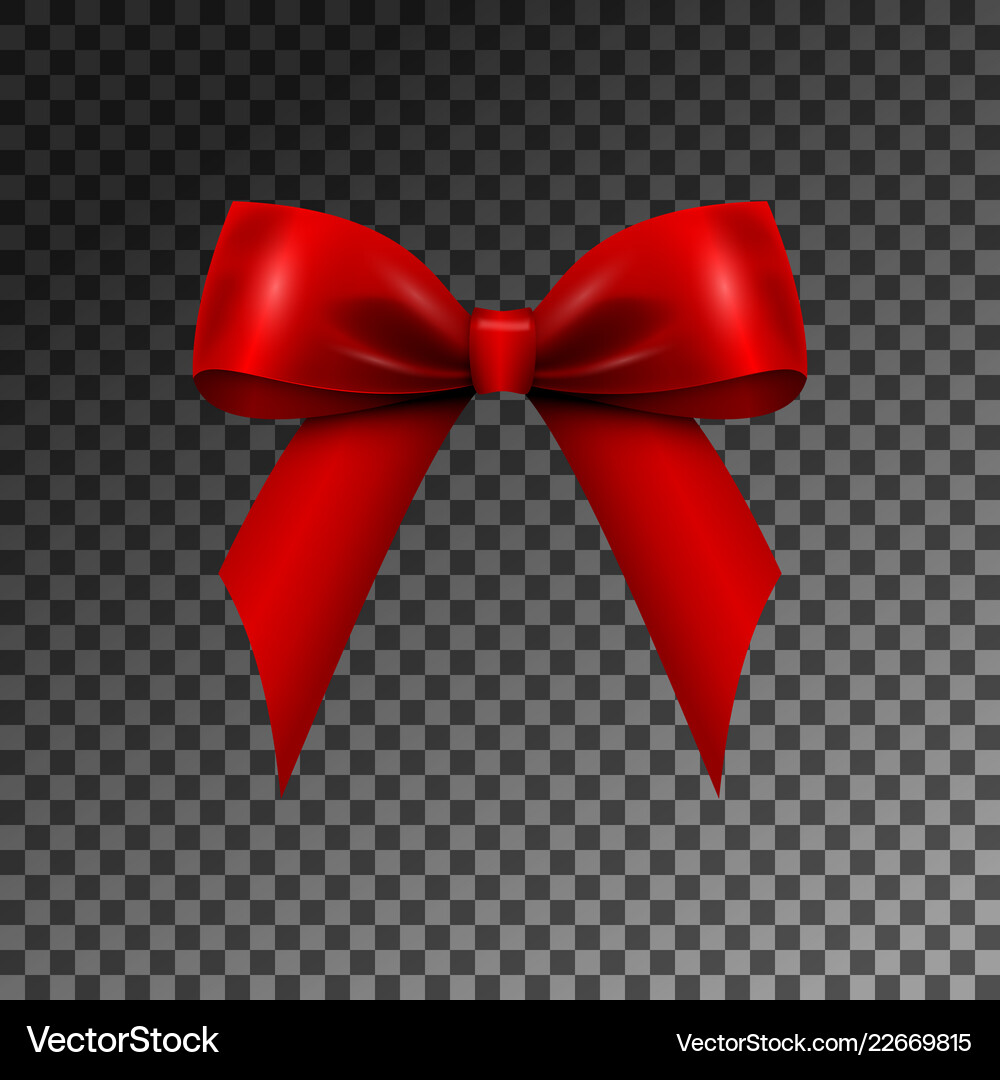 Realistic shiny red satin bow isolated Royalty Free Vector