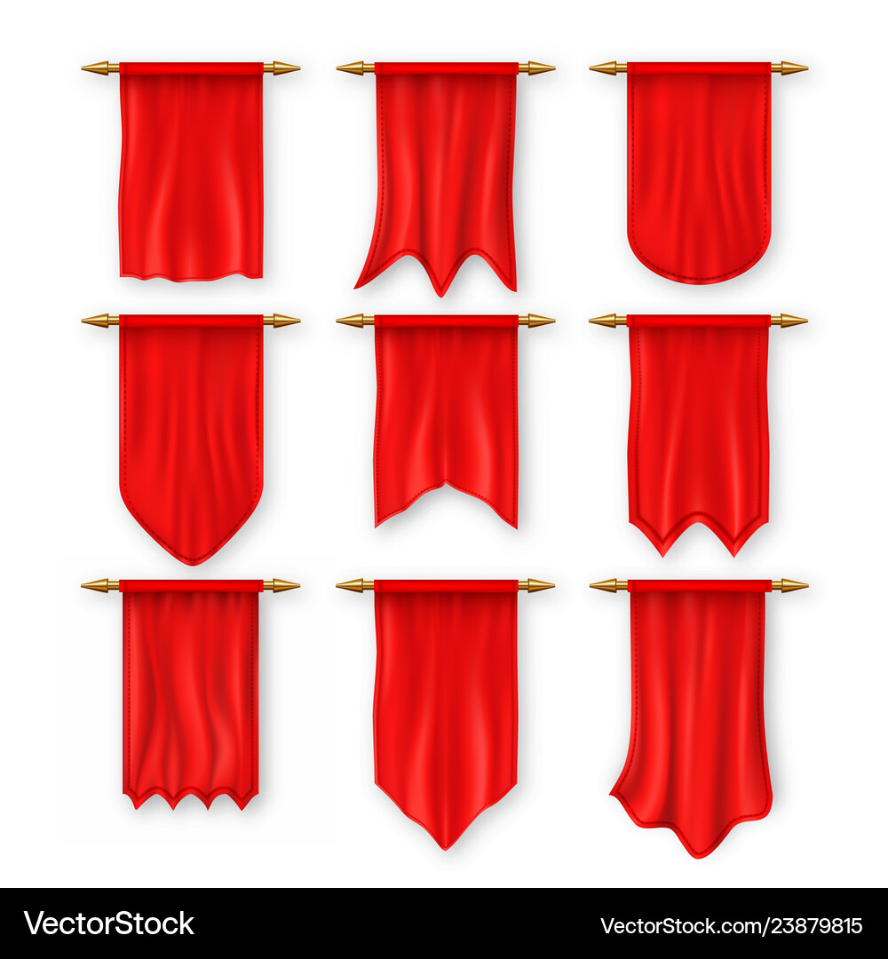 Red Pennant Flag Set Royalty Free Vector Image