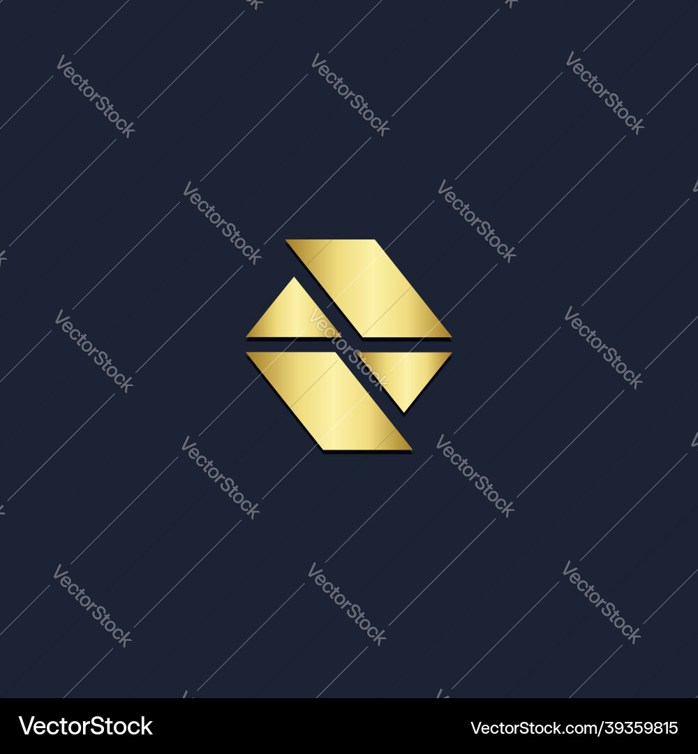 Shape abstract company gold logo Royalty Free Vector Image