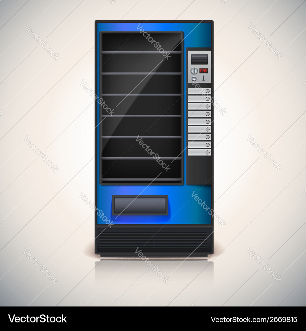Vending machine with shelves blue color Royalty Free Vector