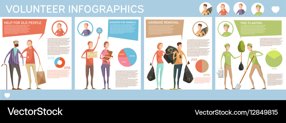Volunteering horizontal poster infographics Vector Image