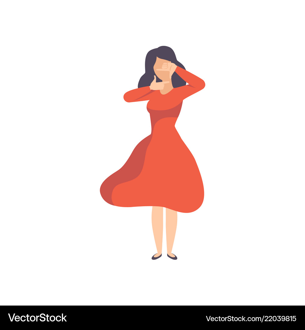 Young brunette woman making frame as a focus Vector Image