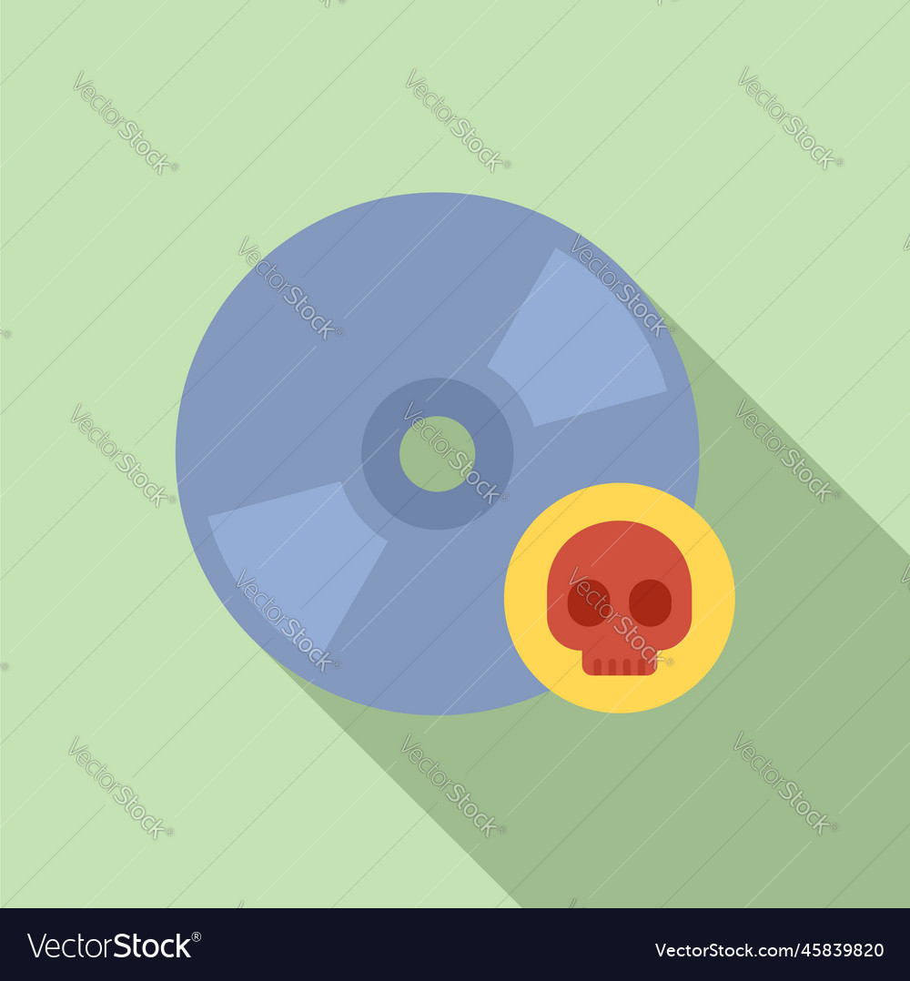 Cd malware icon flat virus error Royalty Free Vector Image