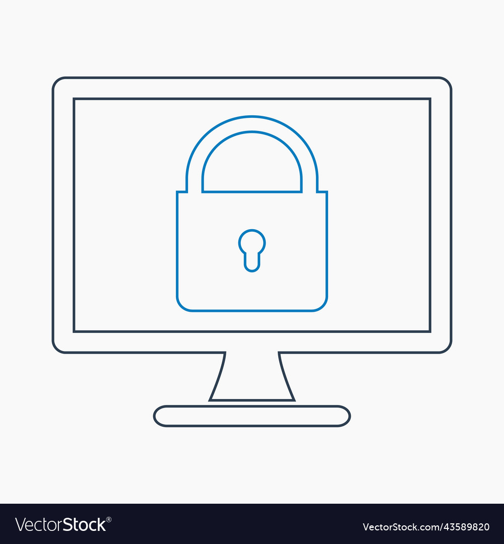 Computer security icon line style eps Royalty Free Vector
