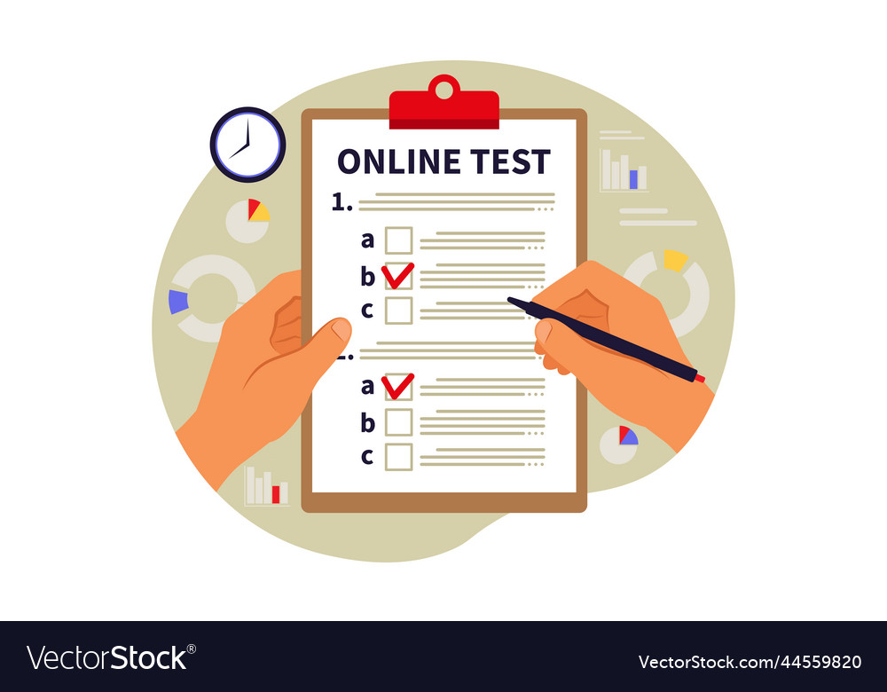 Concept online testing e-learning examination Vector Image