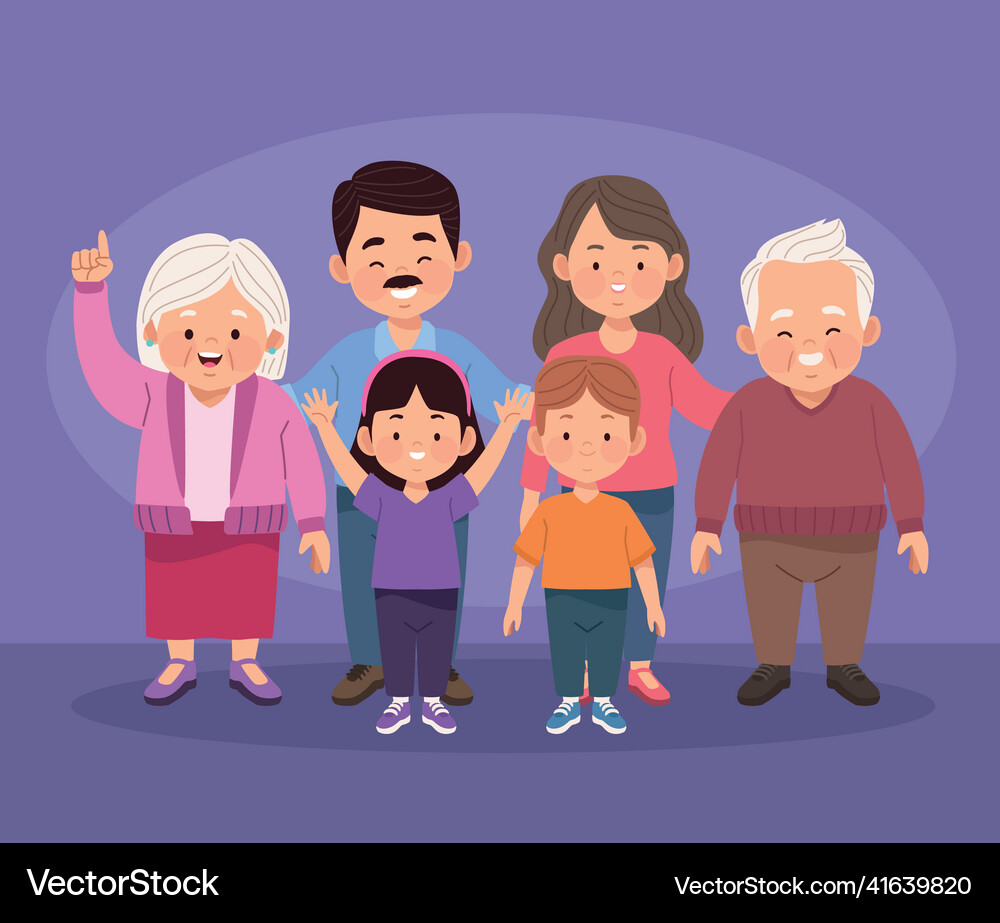 Family members group characters Royalty Free Vector Image