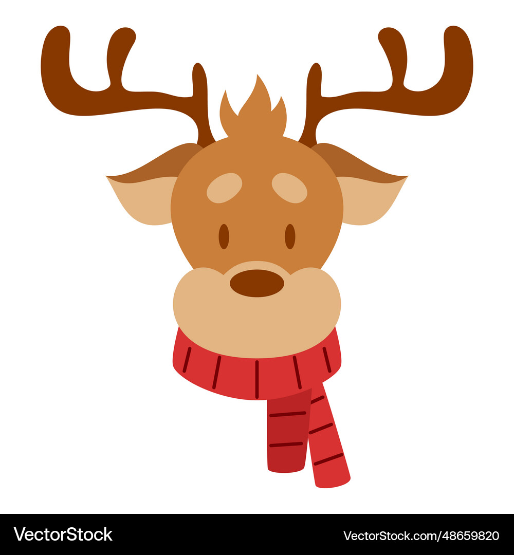 Flat santas reindeer head character christmas Vector Image