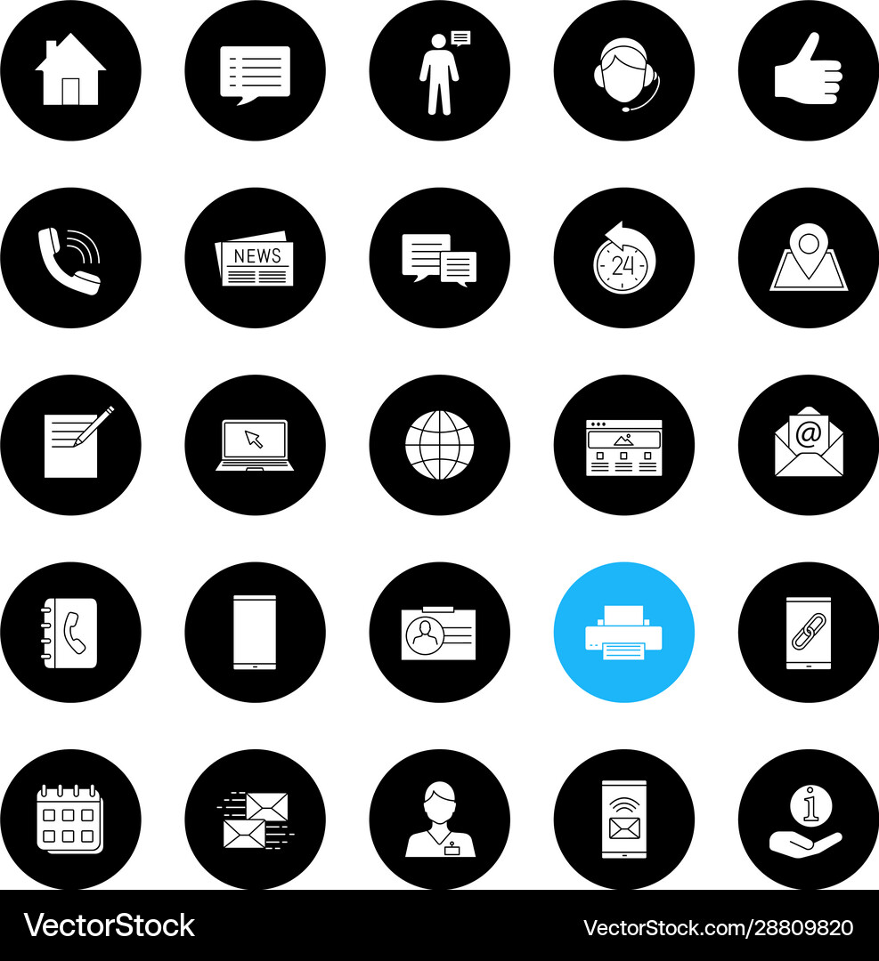 Information center glyph icons set Royalty Free Vector Image
