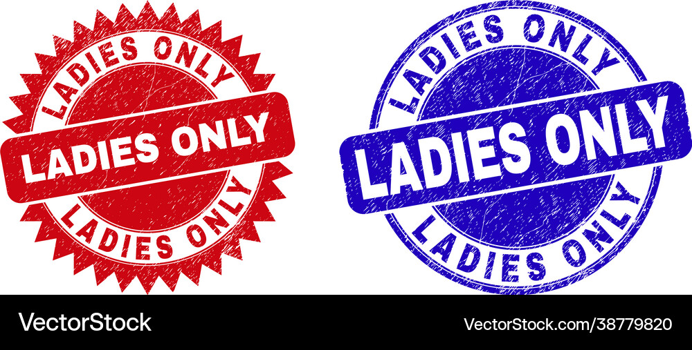 Ladies only rounded and rosette stamps Royalty Free Vector