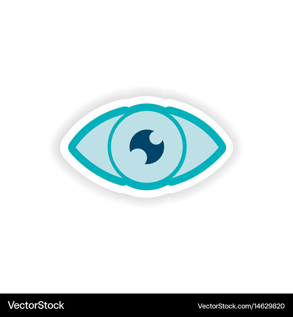 Paper sticker on white background human eye Vector Image