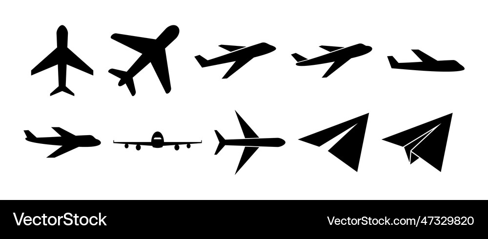 Plane icon set airplane icon flight transport Vector Image