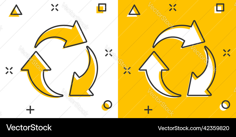 Recycle icon in comic style reuse cartoon Vector Image