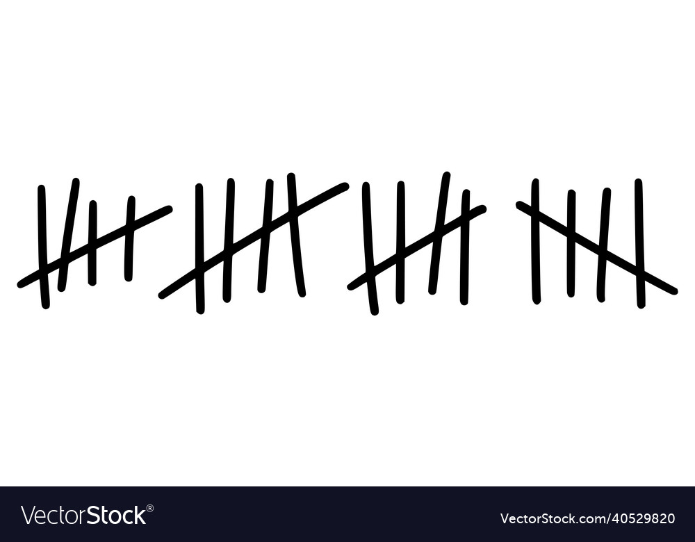 Tally marks to count days in prison Royalty Free Vector