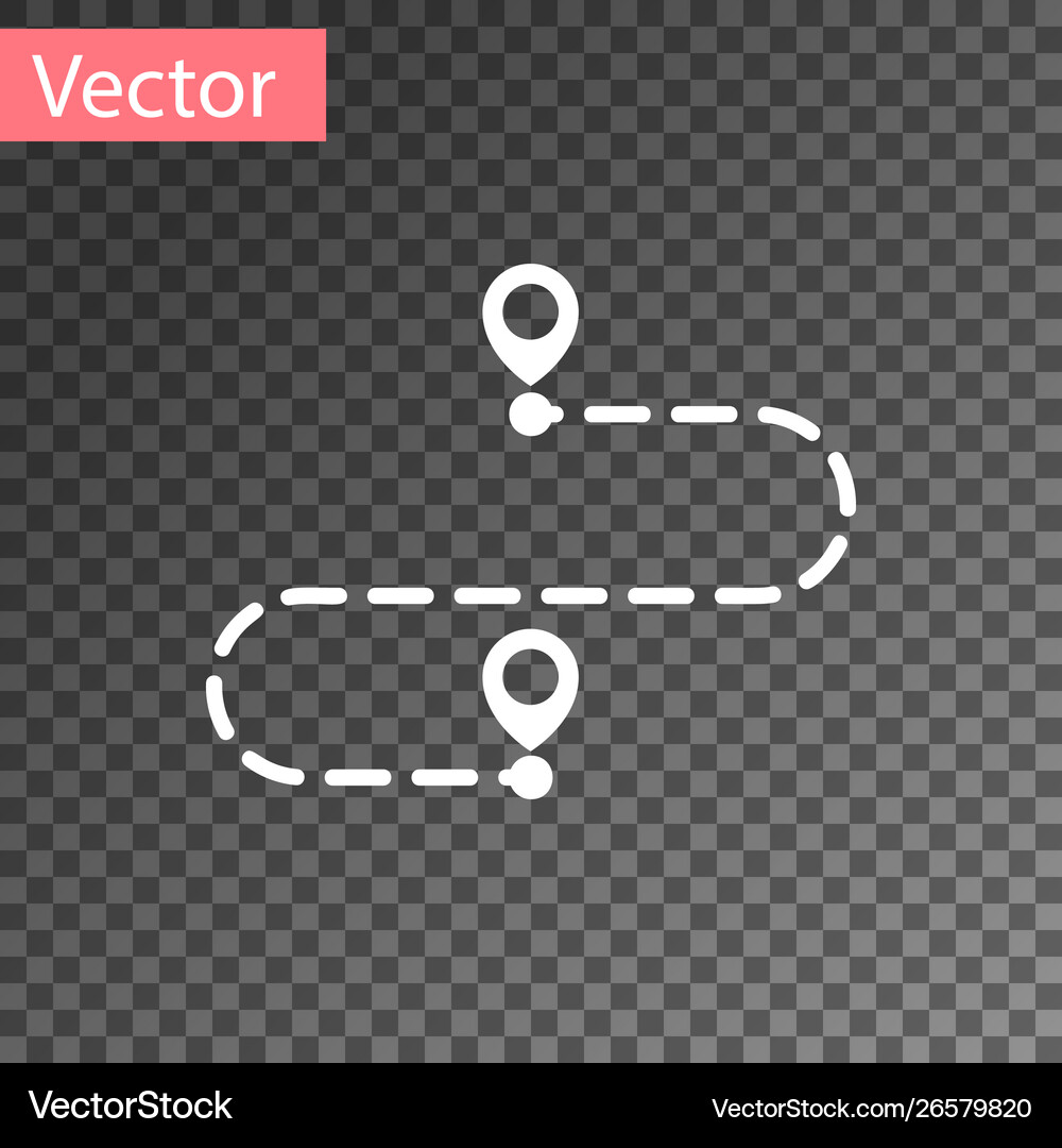 White route location icon isolated on transparent Vector Image