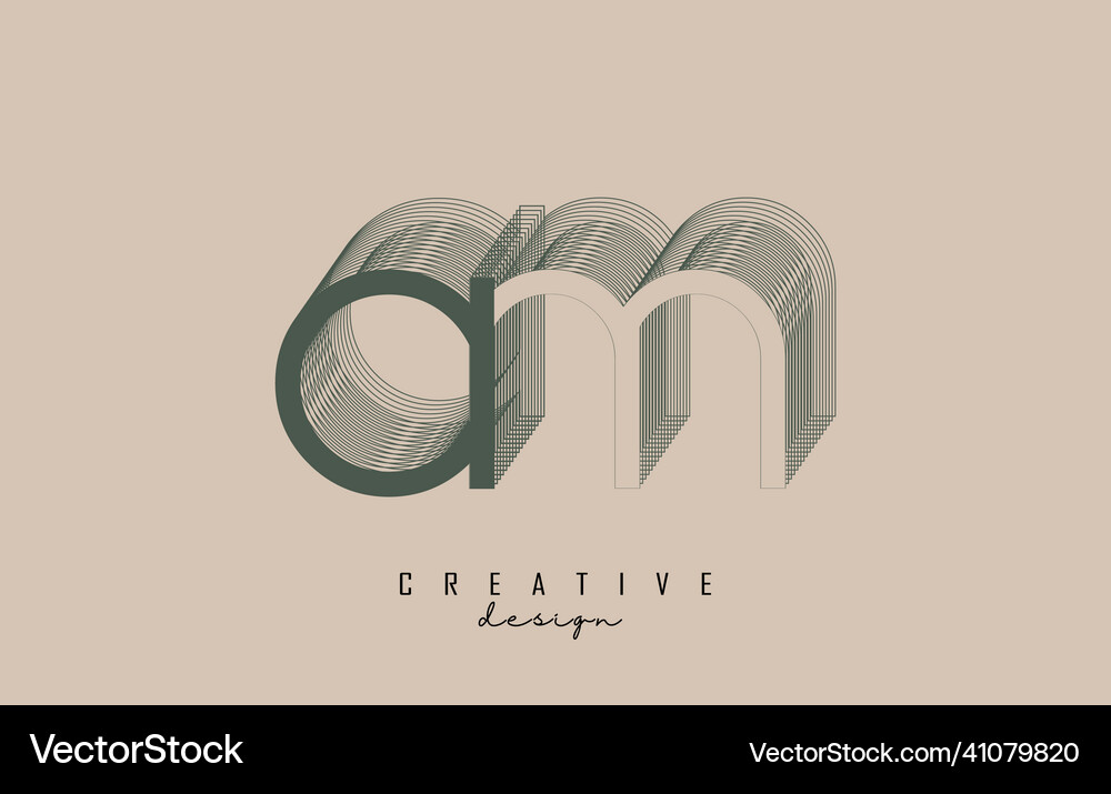 Wireframe am letter logo design in two colors Vector Image