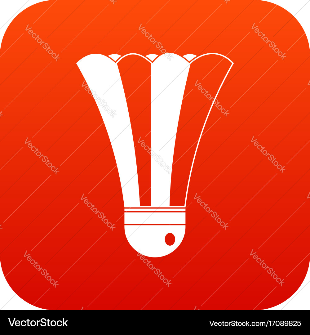 Black and white shuttlecock icon digital red Vector Image