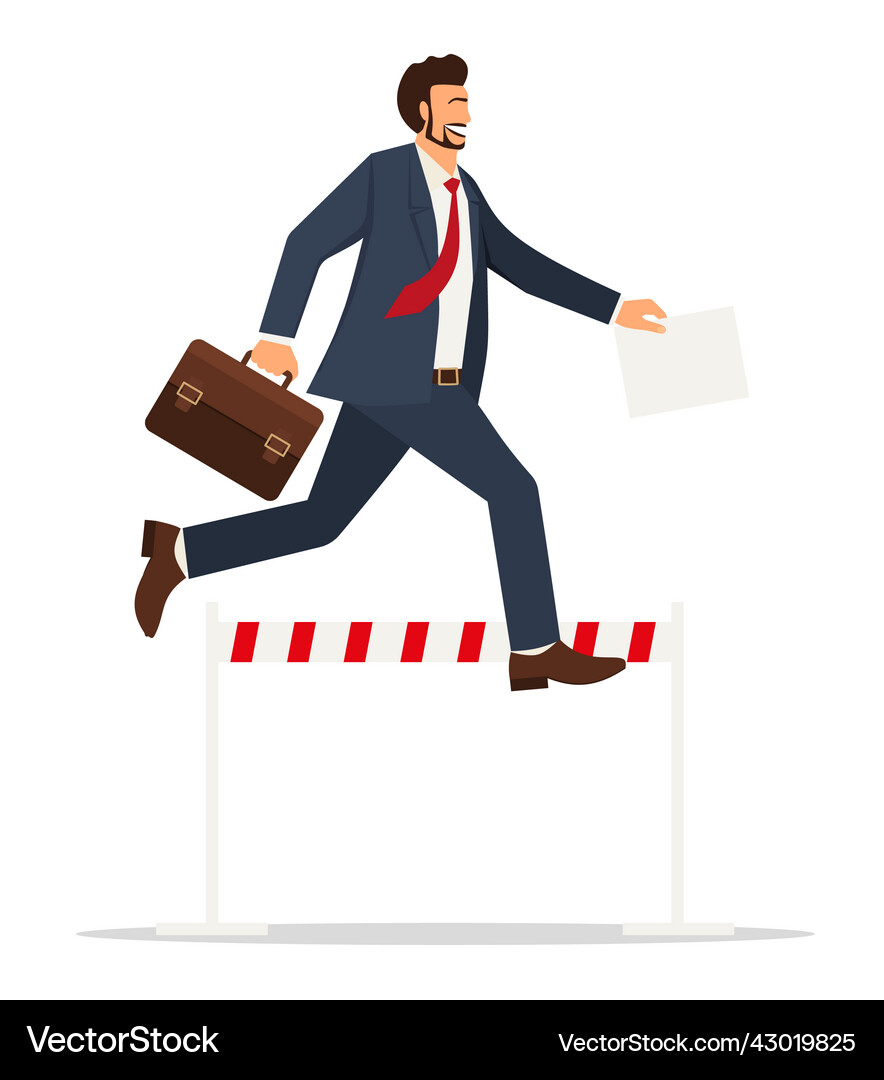 Businessman jumping over obstacle successful Vector Image