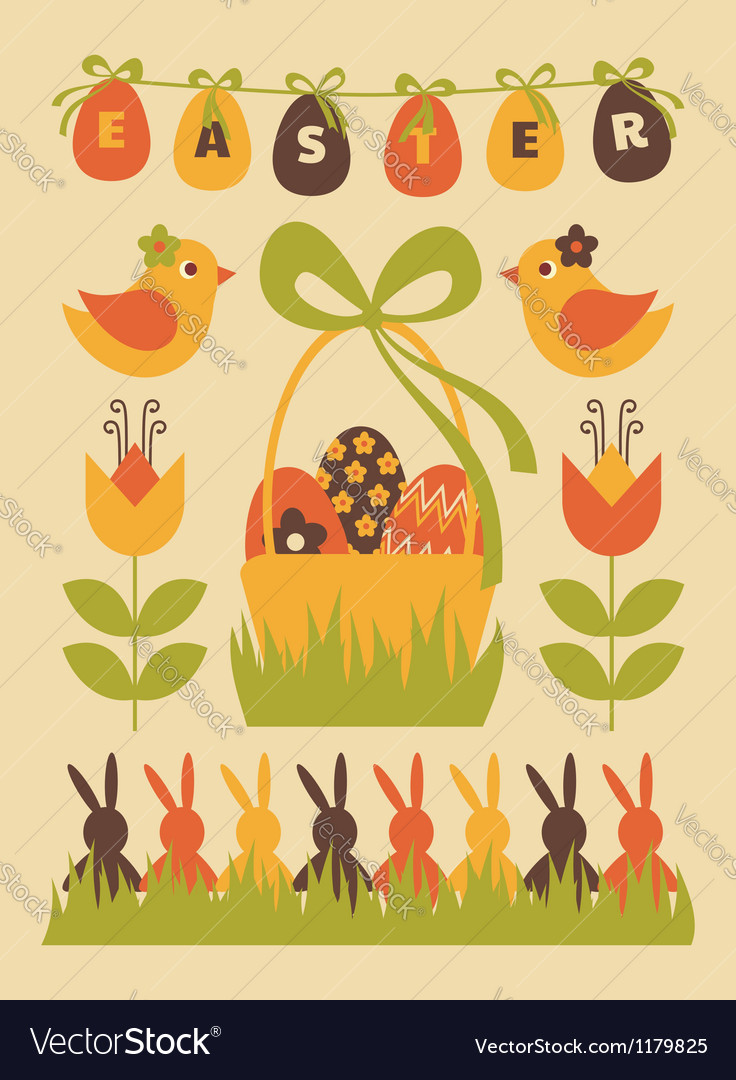 Easter Design Elements Royalty Free Vector Image