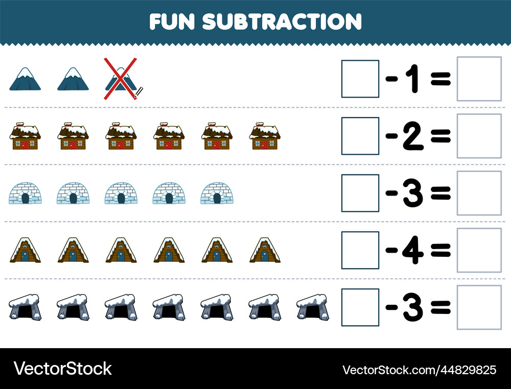 Education game for children fun subtraction Vector Image