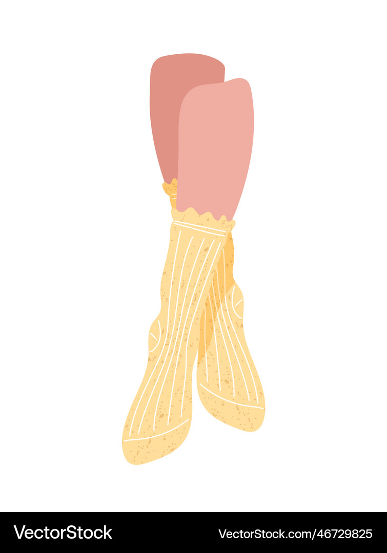 Feet in yellow socks Royalty Free Vector Image