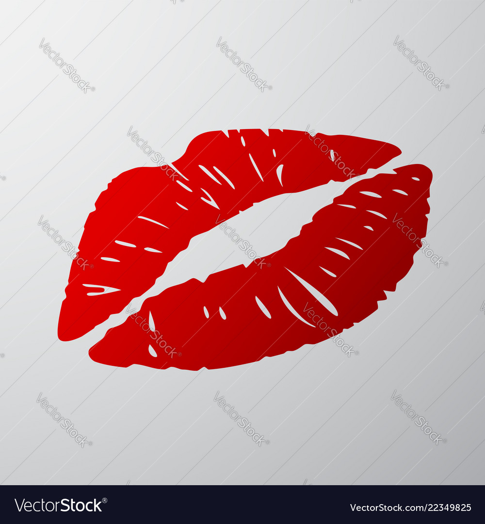 Imprint Female Lips On A Paper Red Lipstick Vector Image