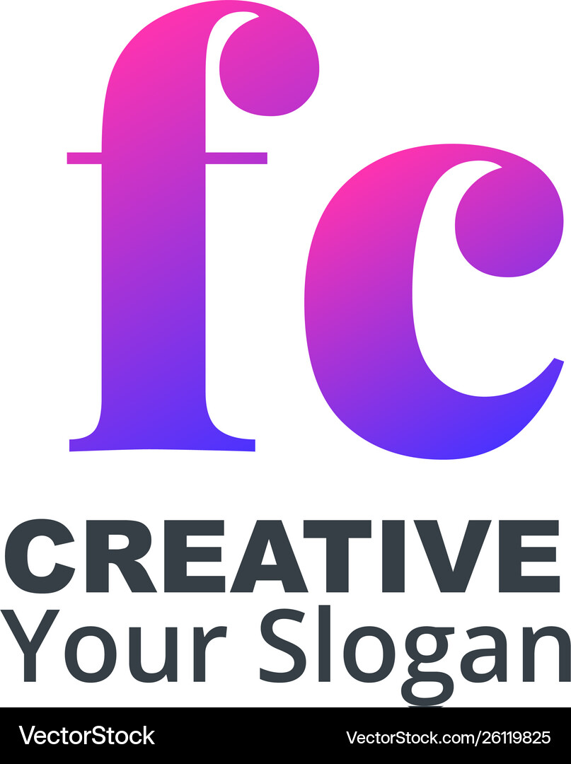 Initial letter fc lowercase design logo template Vector Image