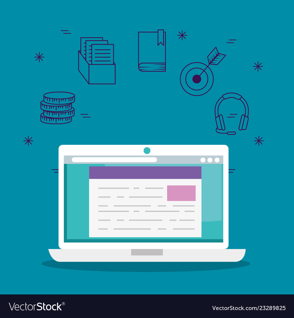 Laptop technology with elearning document to study