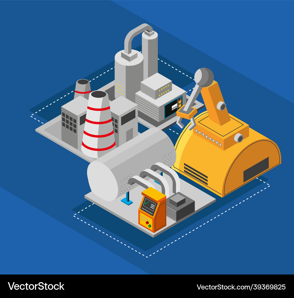Manufacturing industrial plant interior Royalty Free Vector