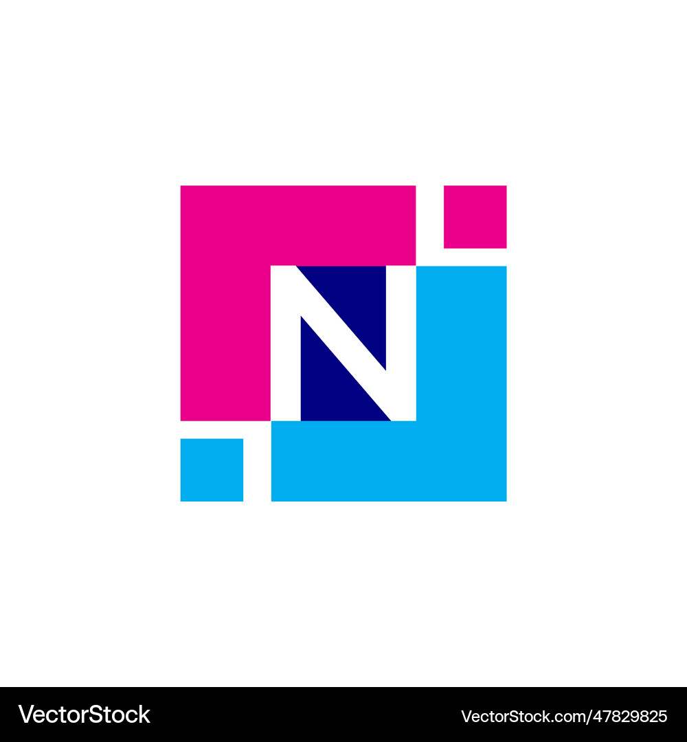 N letter multiply overlapping colorful logo design