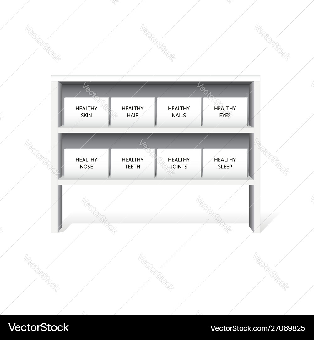 Pharmacy shelf with packages various medicines Vector Image