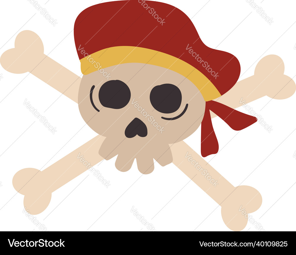 Pirate skull and crossbones cartoon design element